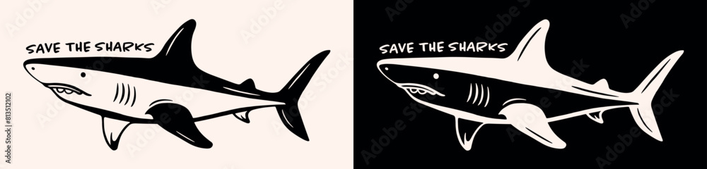 Save the sharks drawing sticker retro tattoo aesthetic. Ocean lover ...