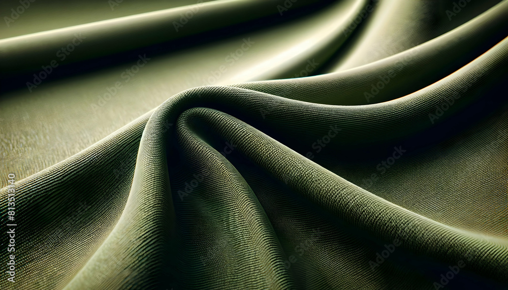 Elegant Draped Green Fabric with Textured Detail. A close-up view of ...