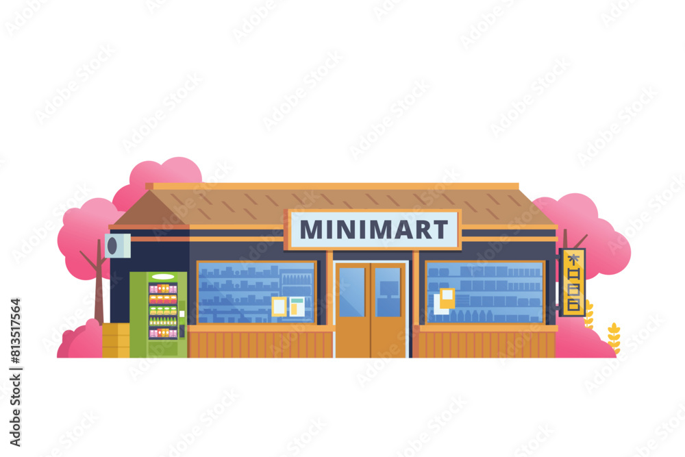 Vector illustration element of minimarket building, minimart and store ...