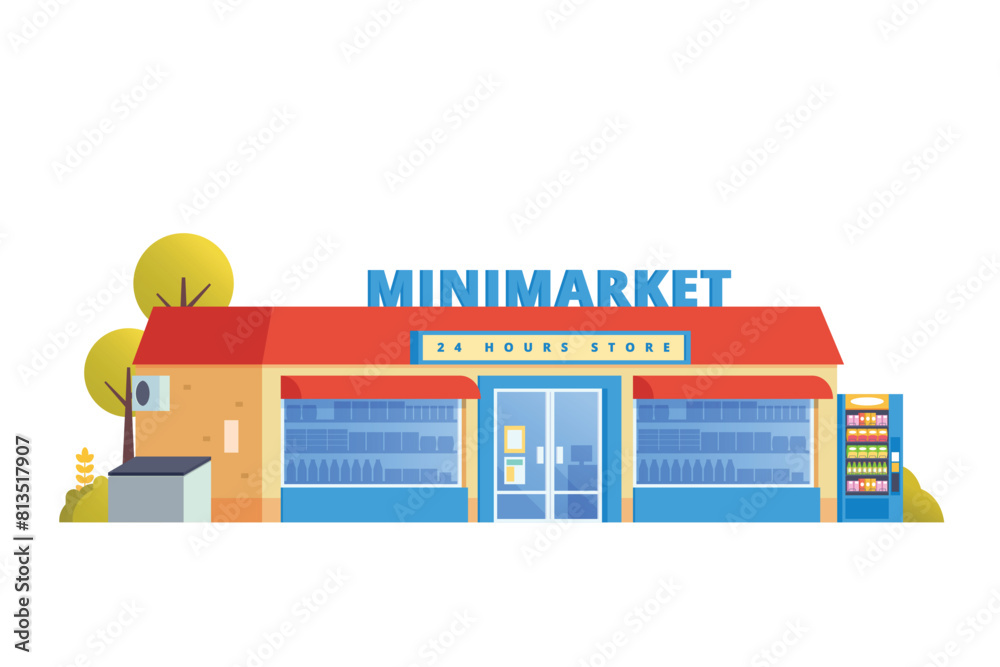 Vector illustration element of minimarket building, minimart and store ...
