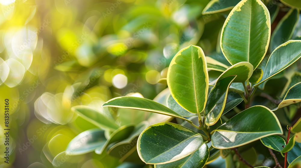 Ficus elastica (Also known as the rubber fig, rubber bush, rubber tree ...