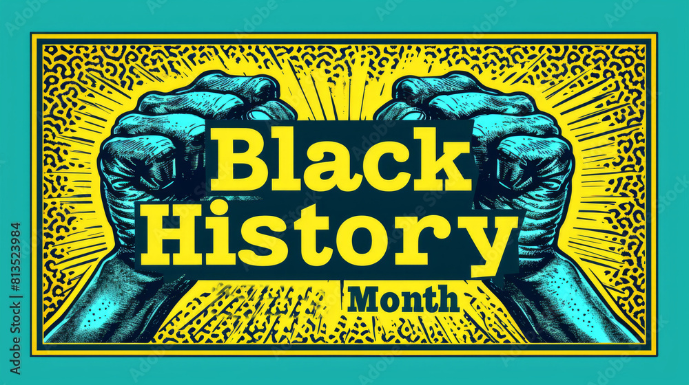 Vibrant Banner for Black History Month Featuring Raised Fists and ...
