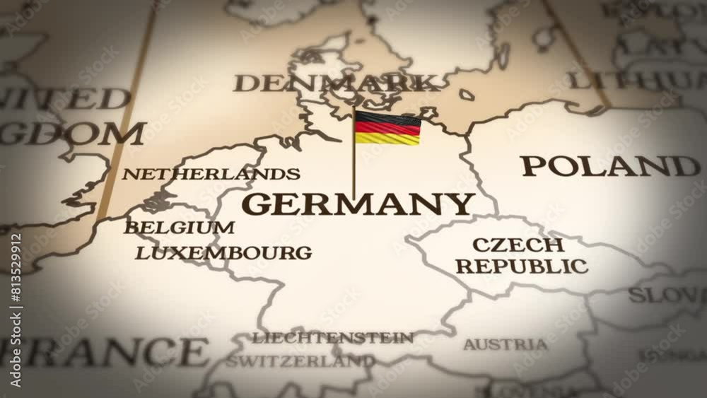 Germany flag showing on world map with 3d rendering Stock Video | Adobe ...