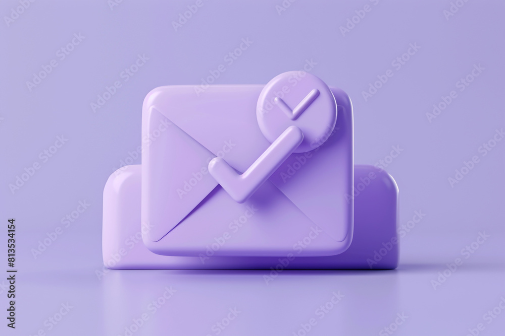 3d icons of a purple mail envelope with a new message marker Email ...