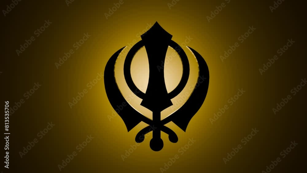 3D render of the Khanda with a dark background. The Sikh Khanda symbol ...