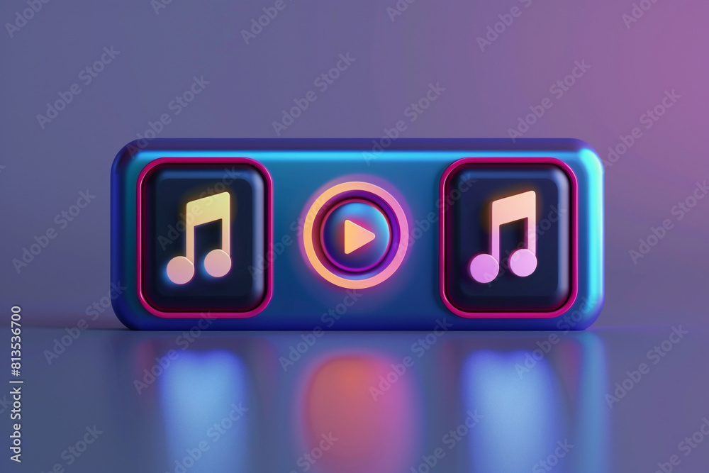 3d music player buttons in a minimalistic cartoon style icon play ...