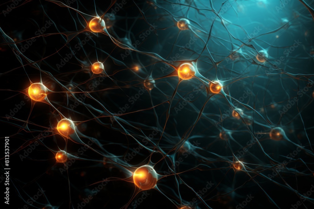 Human nervous system background. Neuron cell in human brain. Neuron ...