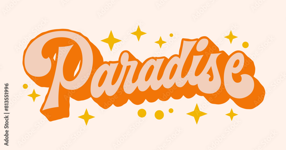 Paradise, elegant and serene typography evoking the tranquil beauty of ...