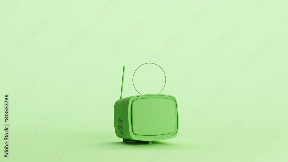 Green tv television set vintage screen 60s 70s mint background 3d ...