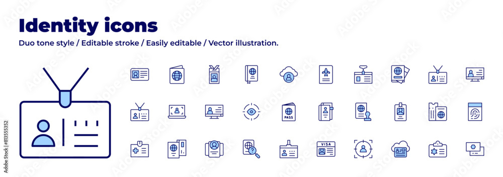 Vecteur Stock Identity icons collection. Duo tone style. Editable ...
