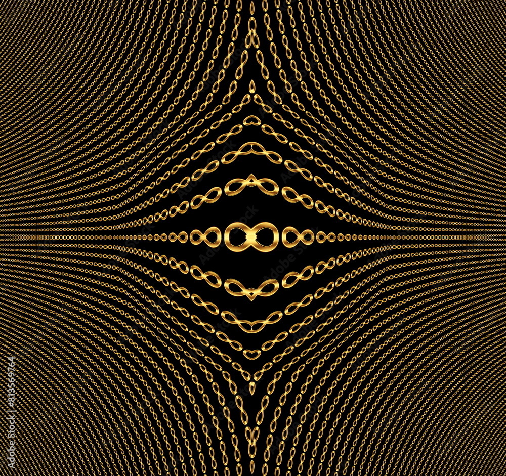 symmetrical design of golden infinity sign on black background, series ...