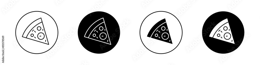 Pizza slice icon set. italian cheese pizza vector symbol. pepperoni ...
