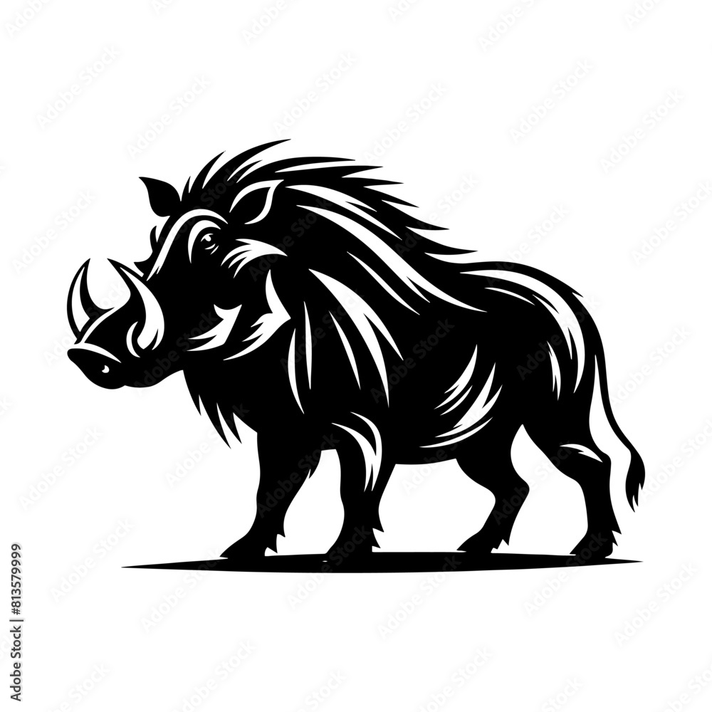 Desert Sentinel: Vector Warthog Silhouette, Symbolizing Vigilance and ...