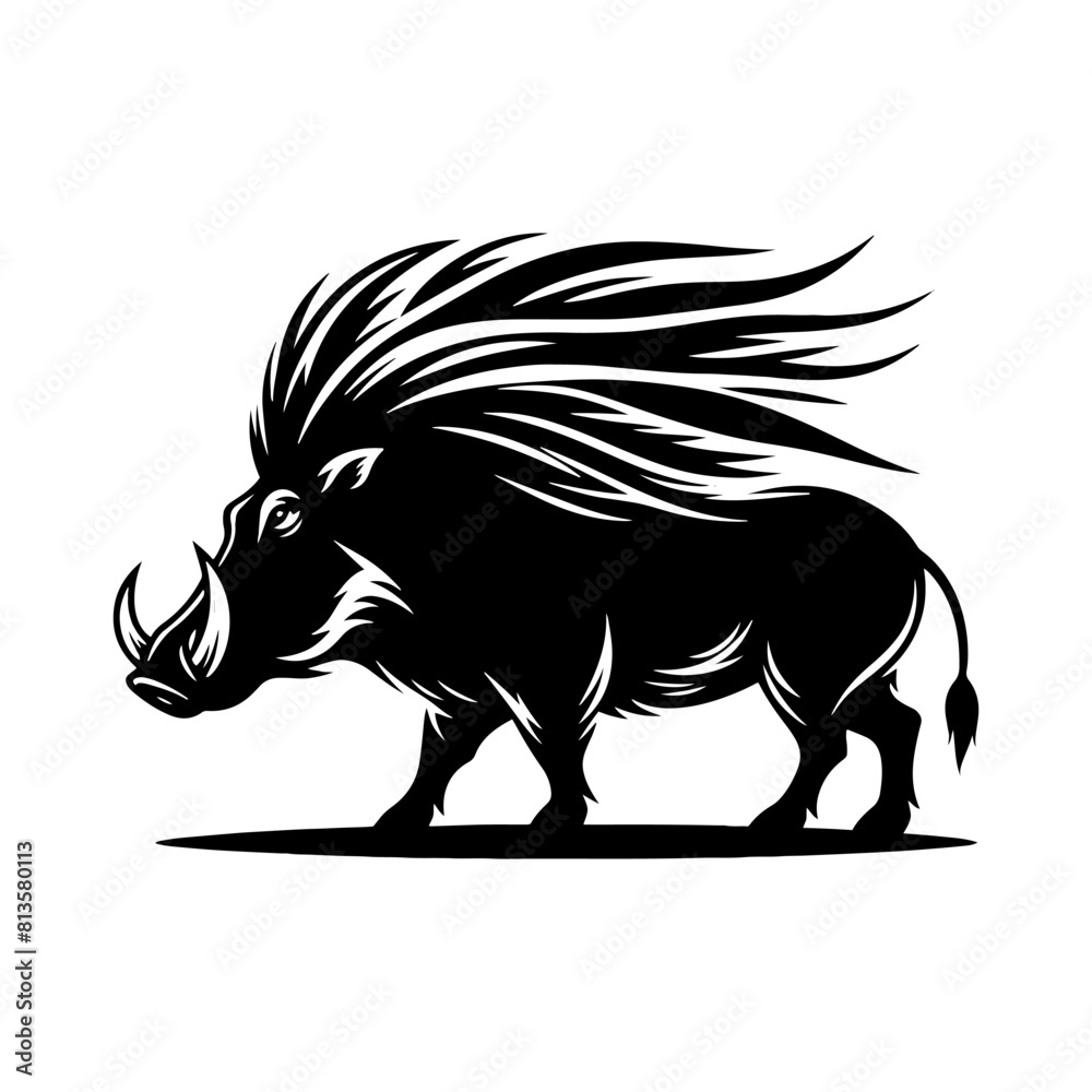 Desert Sentinel: Vector Warthog Silhouette, Symbolizing Vigilance and ...