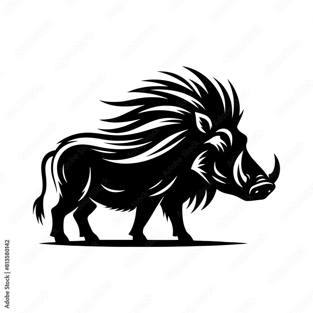 Vetor de Desert Sentinel: Vector Warthog Silhouette, Symbolizing ...
