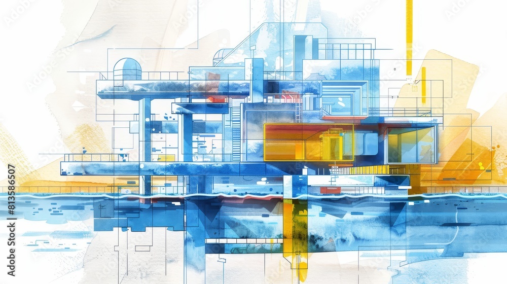 Engineering simulation flat design side view functional analysis theme ...