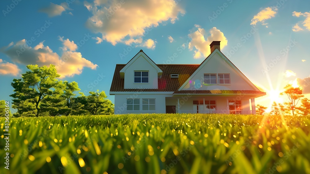 House, exterior view, green grass, home for sale, rent, housing, real ...