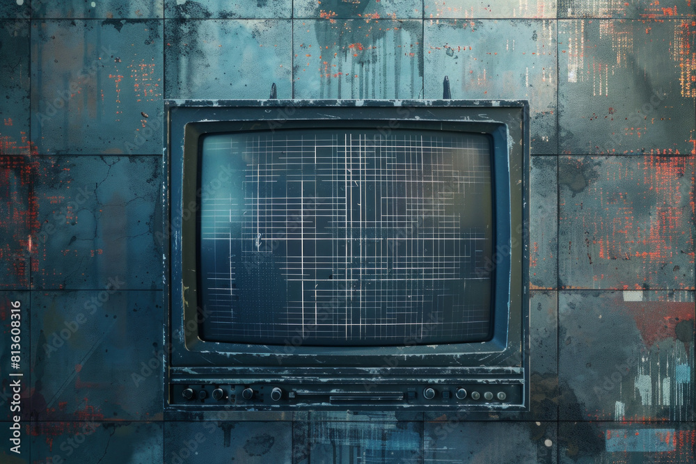 ภาพประกอบสต็อก Texture resembling a retro TV screen, featuring ...