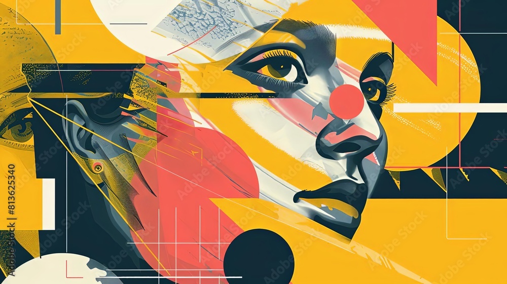 visual contradictions in balance a yellow poster and a black eye stand ...