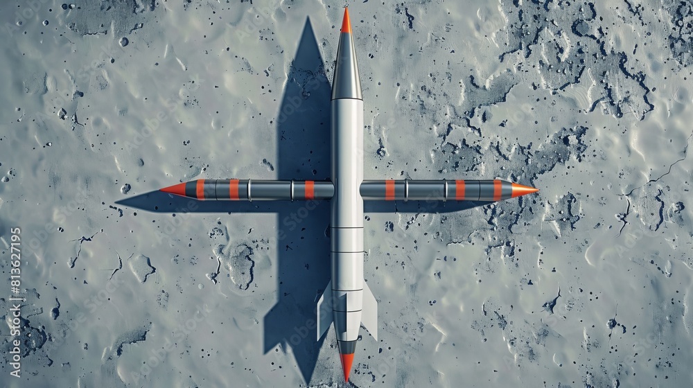 Realistic ballistic missile flat design top view defense technology ...