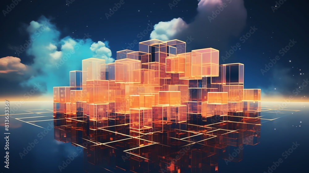 Serverless Computing Visualized As Floating Code Blocks In The Sky Side View Representing 