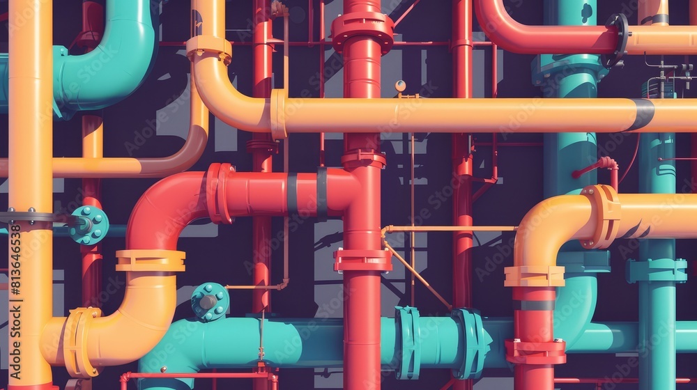 Underground piping flat design top view infrastructure theme animation ...