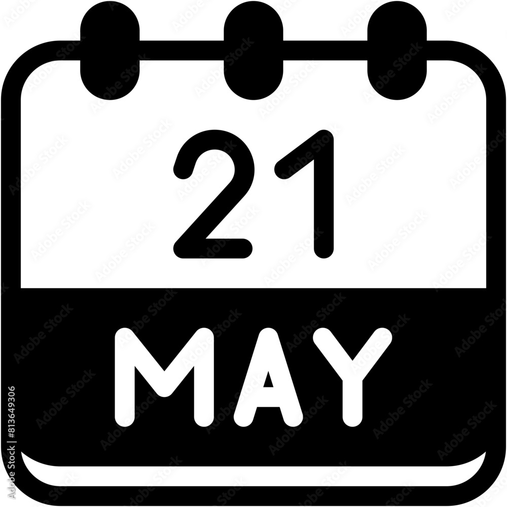 Vector Icon Calendar, May, twenty one, 21, calendar date, monthly ...