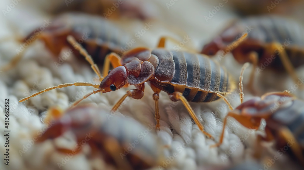 Microscope view of a bed bugs or mites. Macro view of an enlarged mites ...