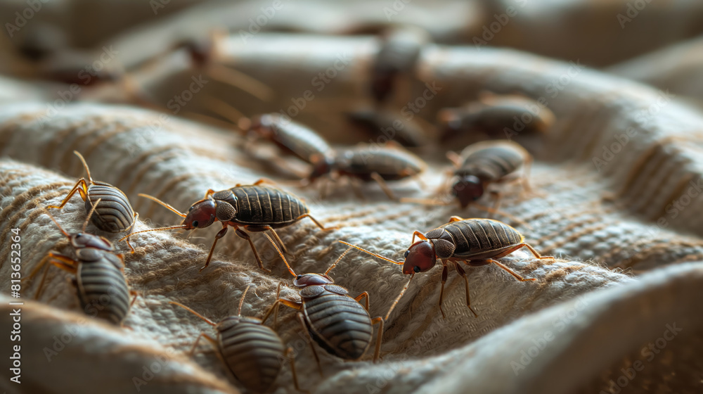 Microscope view of a bed bugs or mites. Macro view of an enlarged mites ...
