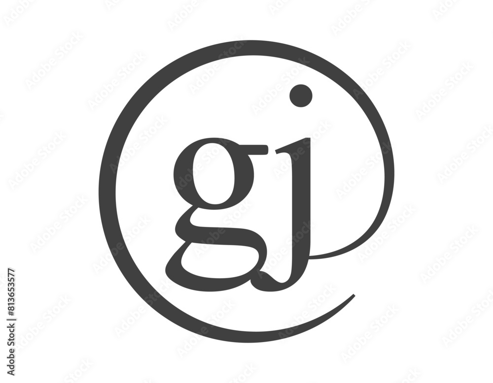 GJ logo from two letter with circle shape email sign style. G and J ...