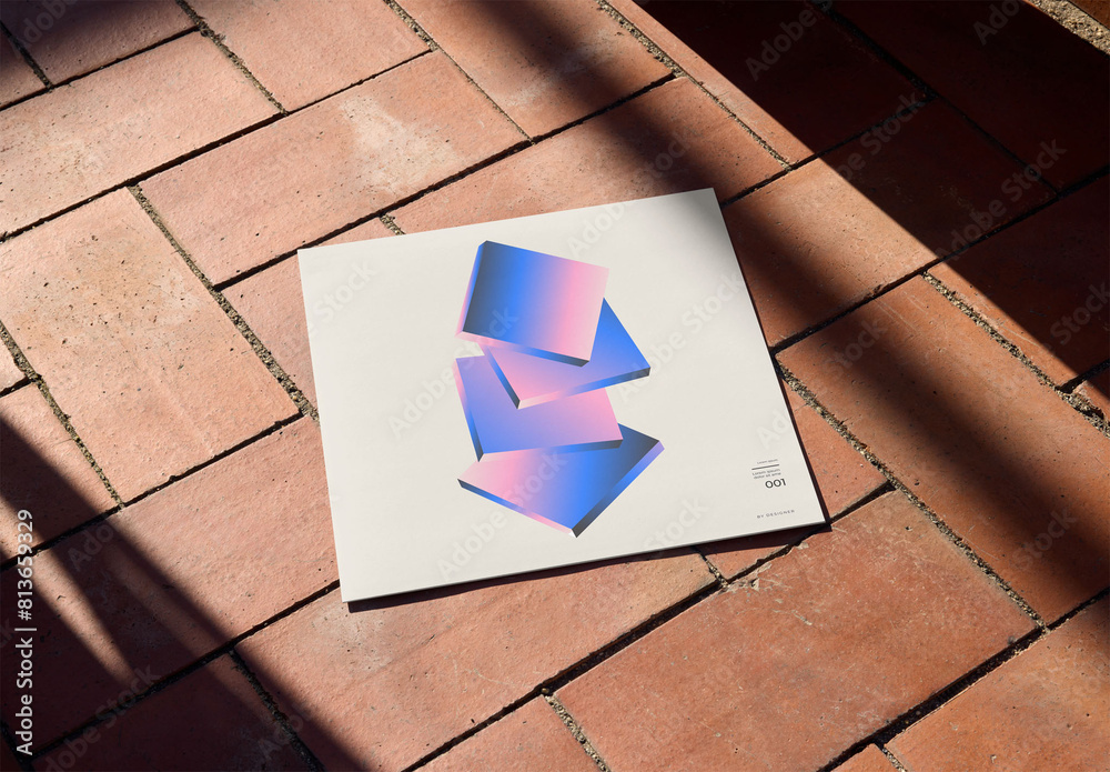 Mockup of customizable LP album cover on bricks Stock Template | Adobe ...