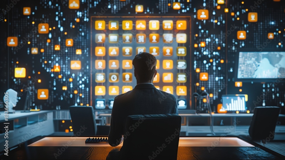 An immersive UHD photo showcasing the world of management, complemented ...