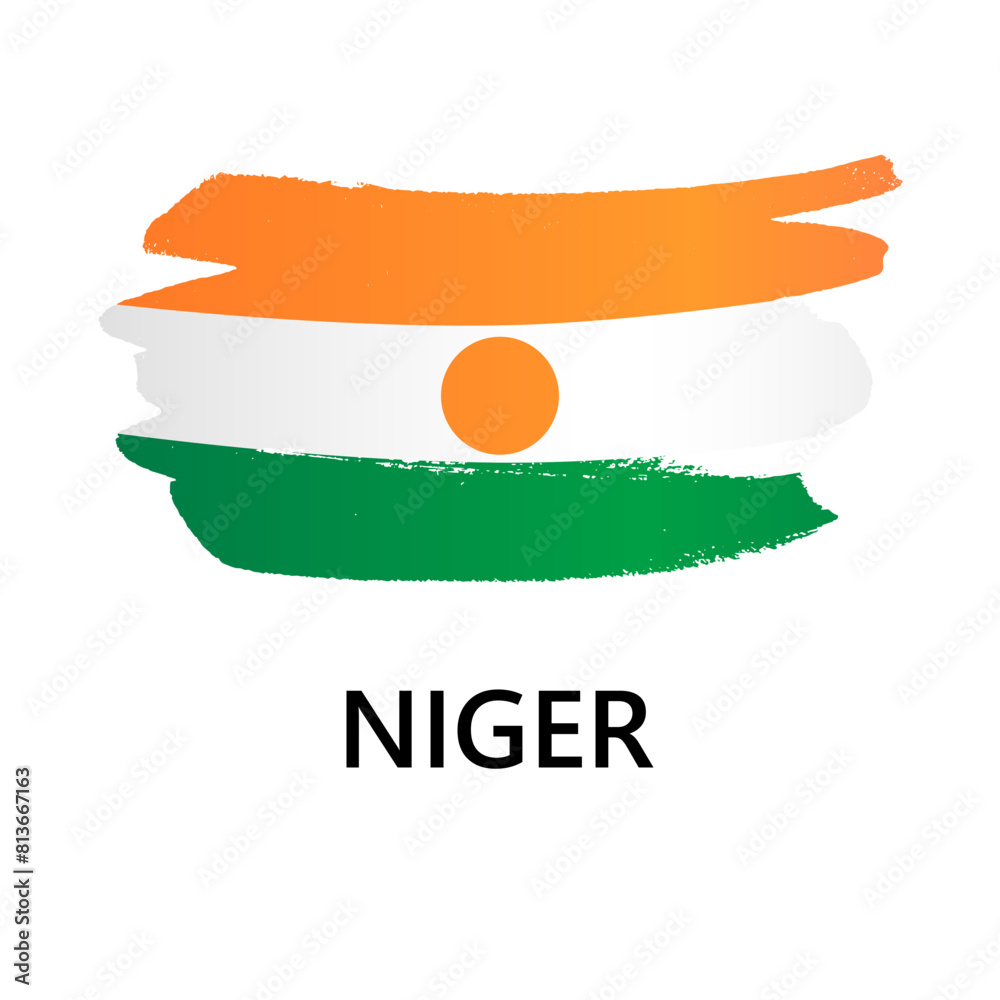 National symbols - flag of Niger isolated on a white background. Hand ...