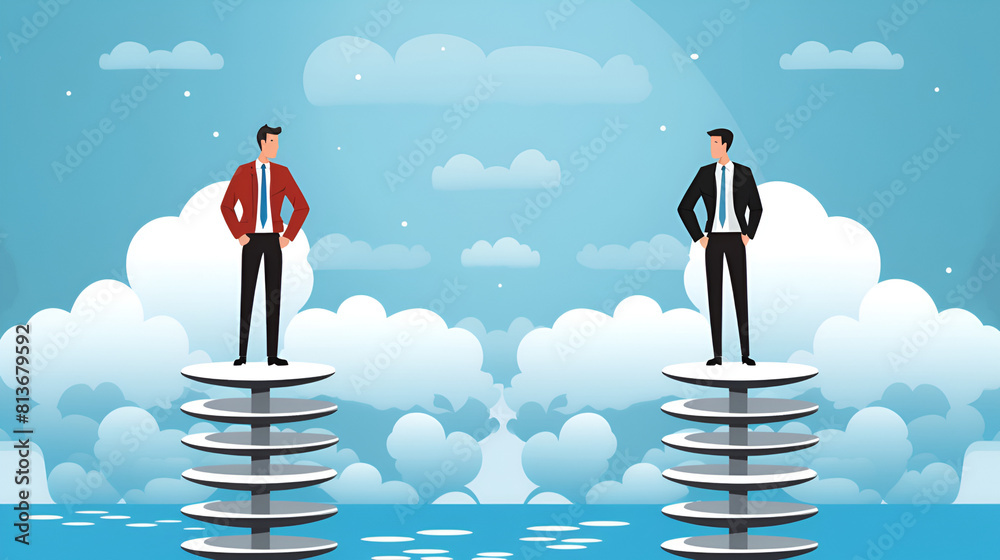 Teamwork and partnership vector concept businessman help to pull ...