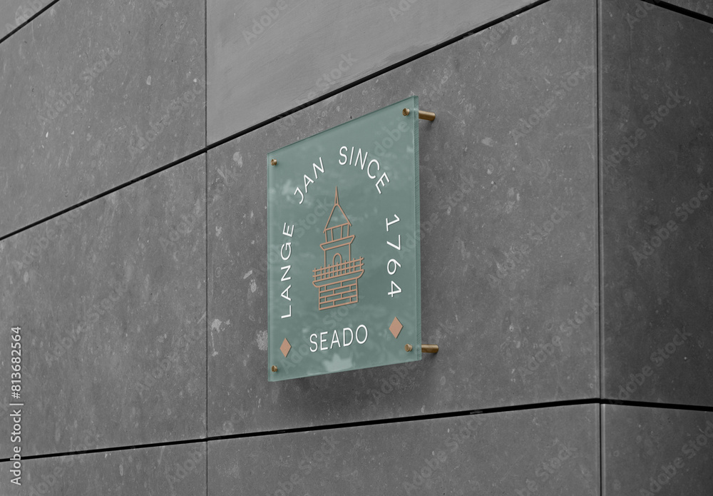 Square Glass Sign Mockup Stock Template | Adobe Stock