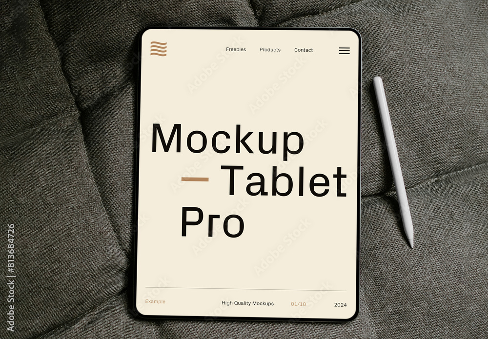 Tablet Pro with Pencil Mockup Stock Template | Adobe Stock