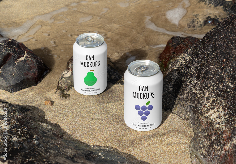 Two Standing Cans Mockup Stock Template | Adobe Stock