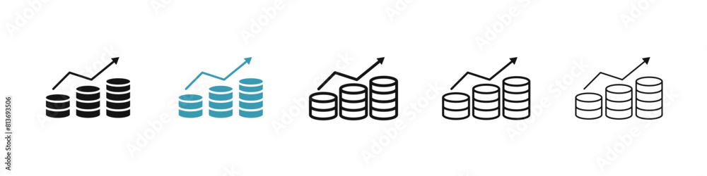 Earning icon set. increase money icon. more revenue and profit sign ...