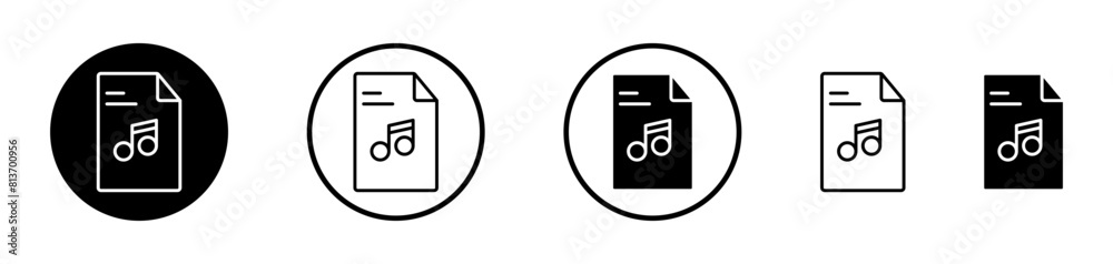 Music file icon set. Vector symbols for music audio files, MP3 ...