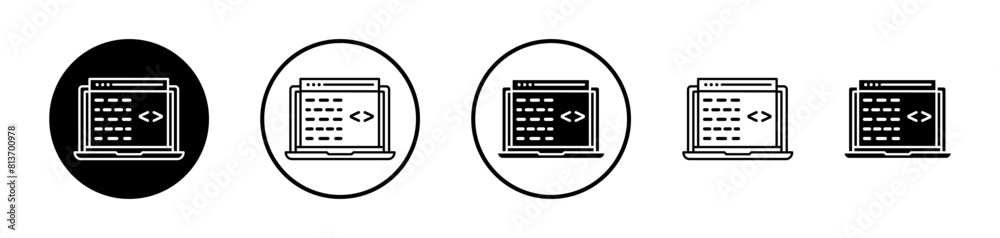 Vecteur Stock Display code icon set. Vector symbols of computer ...