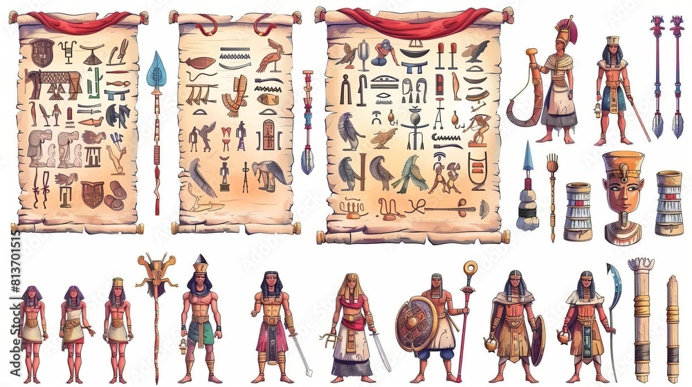 The oldest papyrus scroll in Egypt with hieroglyphs, Egyptian gods ...