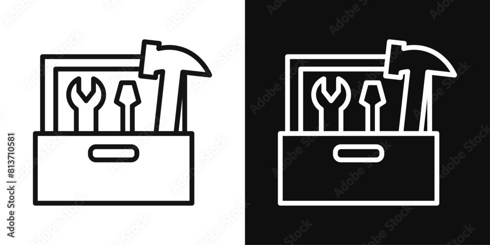Toolbox Icon Set. Carpenter Toolkit and Hardware Tool Box Symbol in ...