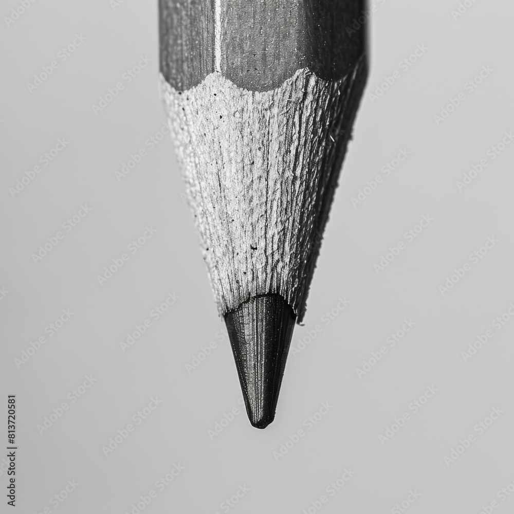 lead pencil tip, delicately poised above a blank canvas. The fine ...