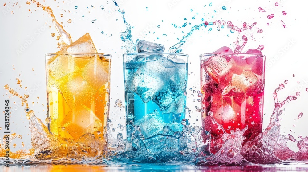 Colorful, high-resolution drinks with ice, perfect for advertising, eye ...