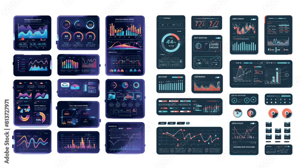 Modern illustration of a dashboard with graphs and charts, web page ...