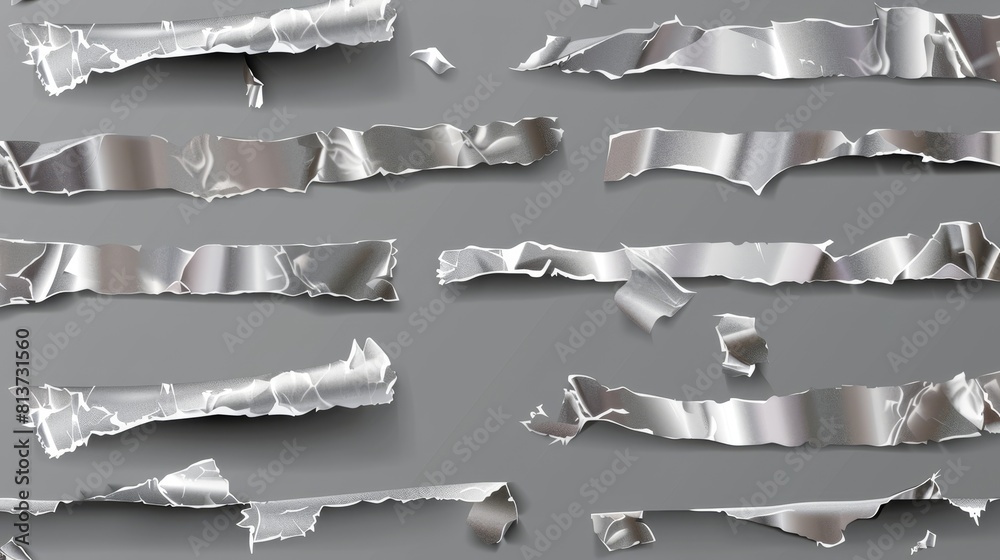 3D ripped adhesive sticker texture collection on transparent background ...