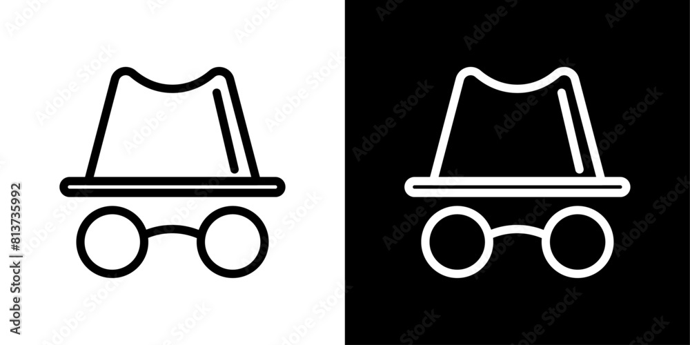Incognito icon set. Masked spy with hat. Private browsing vector symbol ...