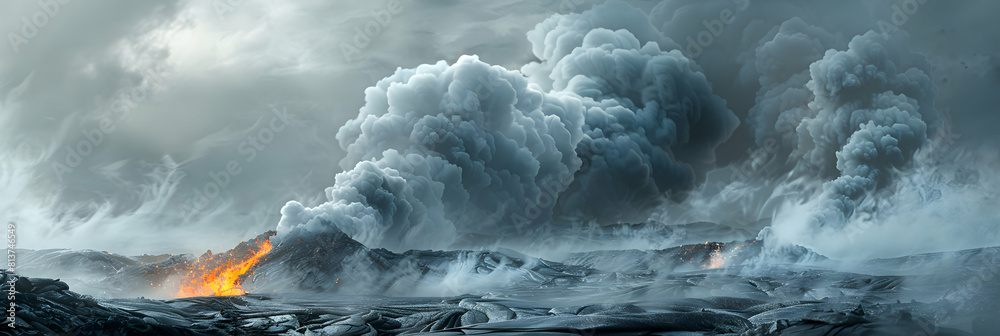 Sulfur Vents in Volcanic Terrain: Photo realistic depiction of ...