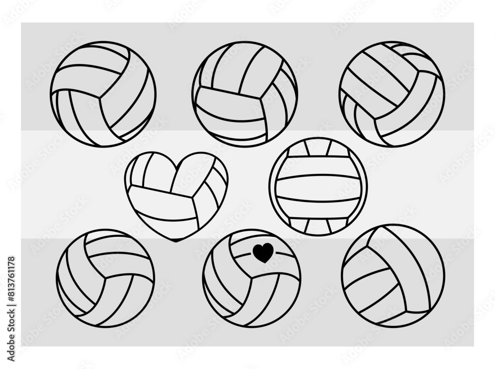 Volleyball SVG Outline Bundle, Volleyball Silhouette, Sports Svg, Fire ...
