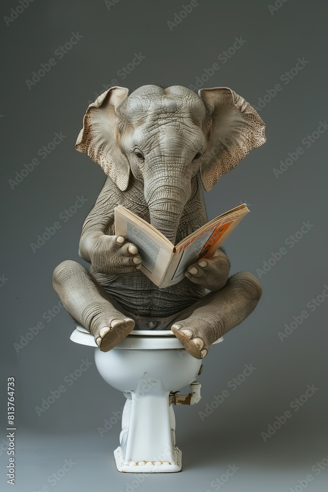 elephant on toilet, AI generated Stock Illustration | Adobe Stock
